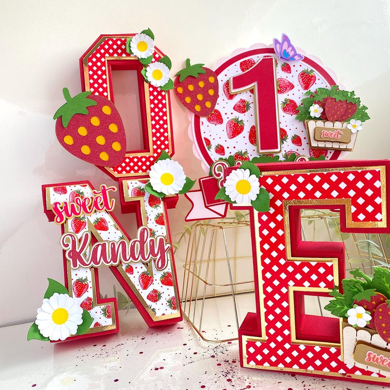 Strawberry Party 3D Letter, Berry First Birthday Decor - Etsy