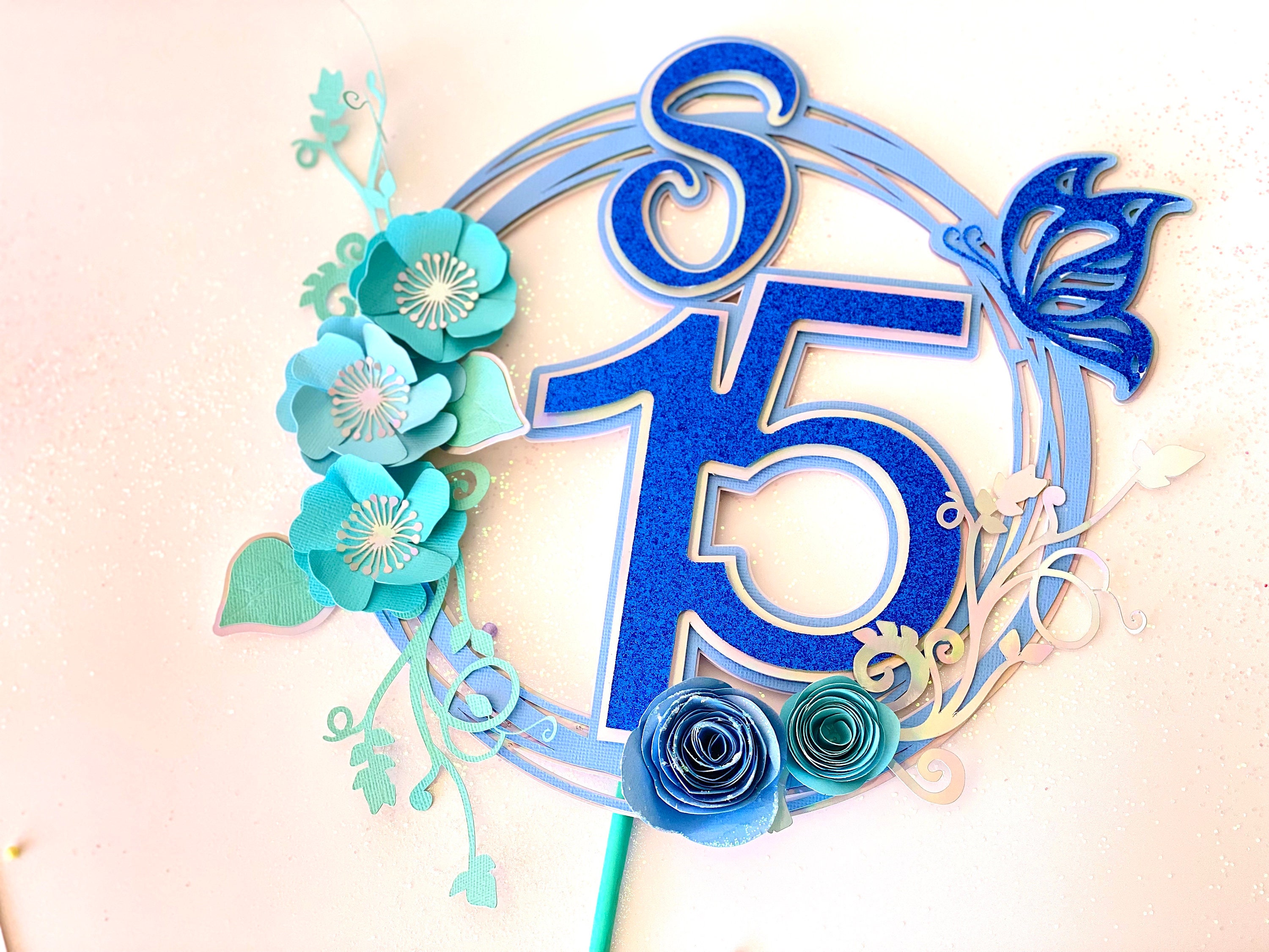 Glitter 15th Birthday Cake Topper, Quinceañera Decoration - Etsy UK