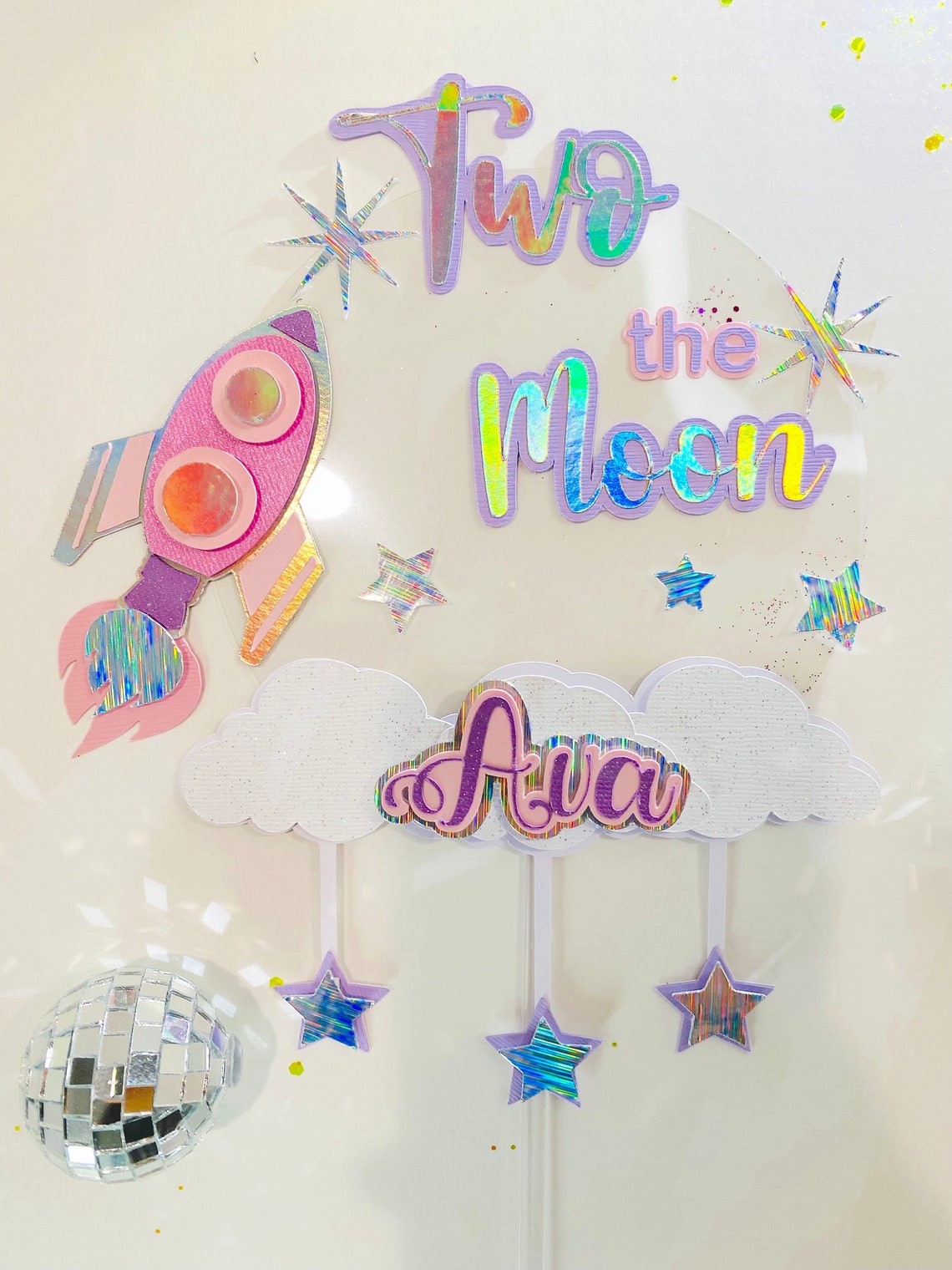 Two the Moon Cake Topper Space Cake Topper Astronaut Cake - Etsy