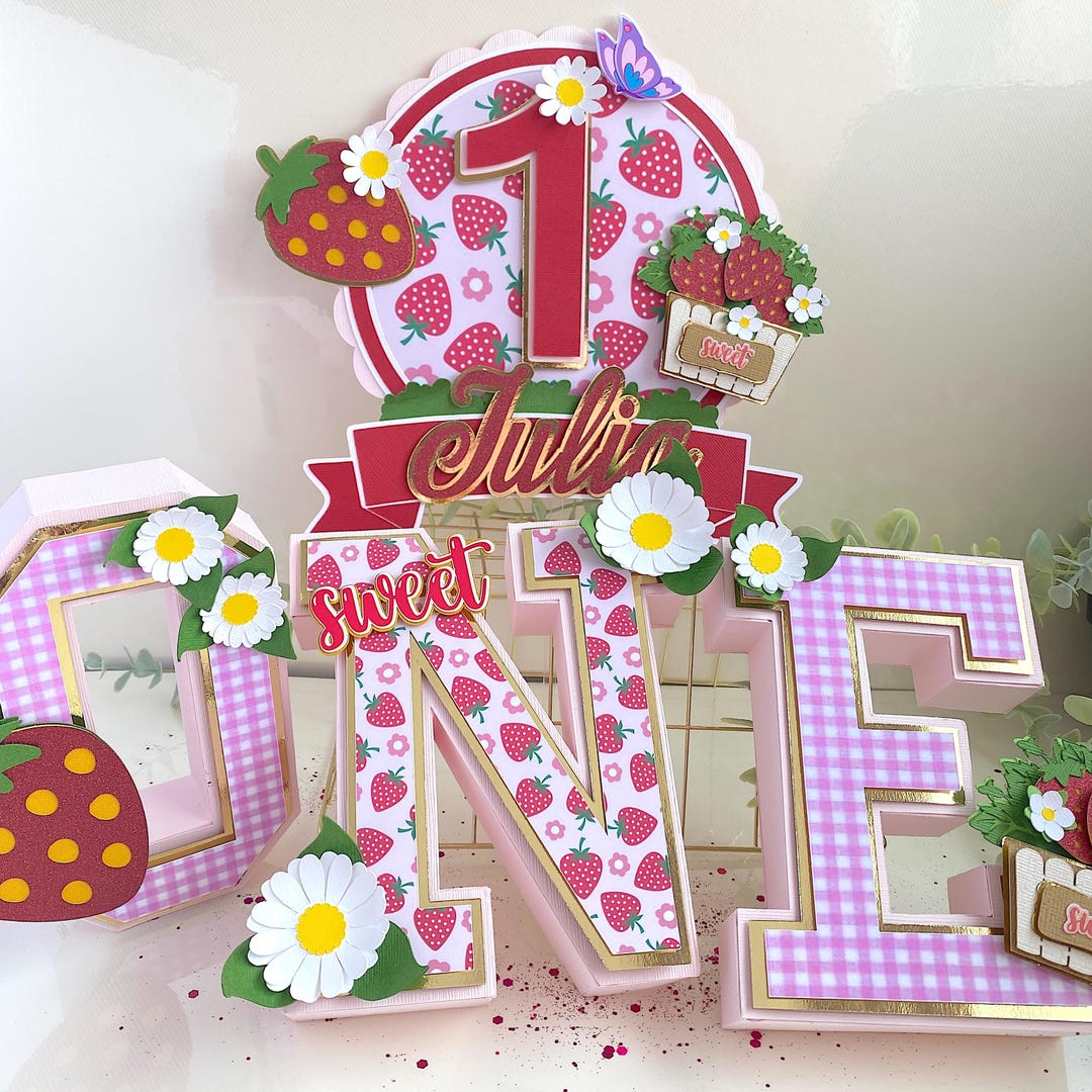 Strawberry 3D Letters, Strawberry Banner, Strawberry Party Decor ...