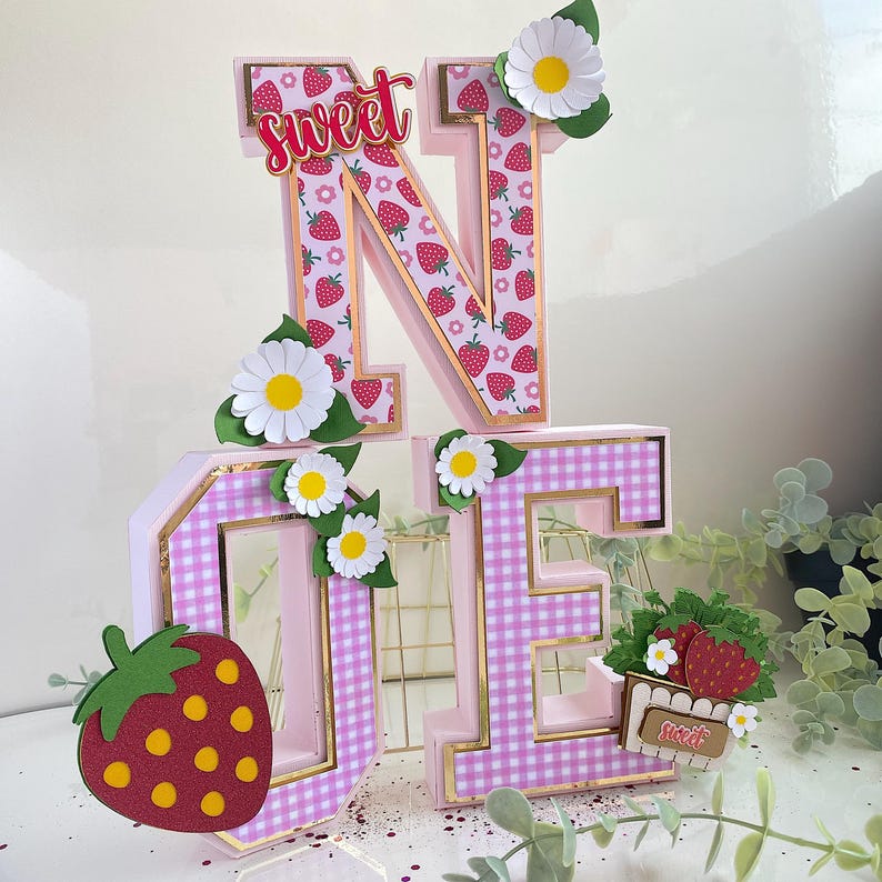 Strawberry 3D Letters, Strawberry Banner, Strawberry Party Decor ...