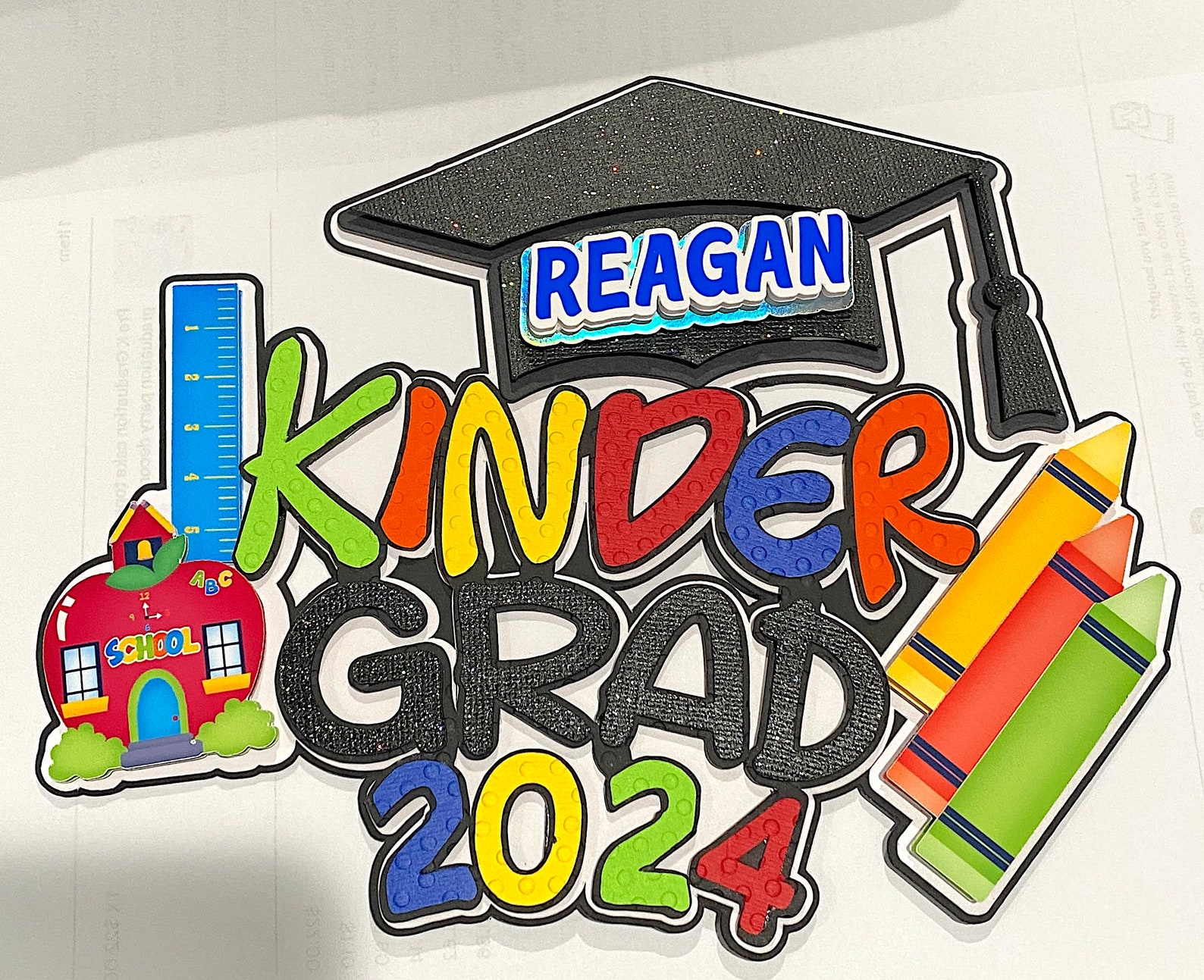 Kindergarten Graduation Cake Topper, Colorful Party Decoration, Grad ...