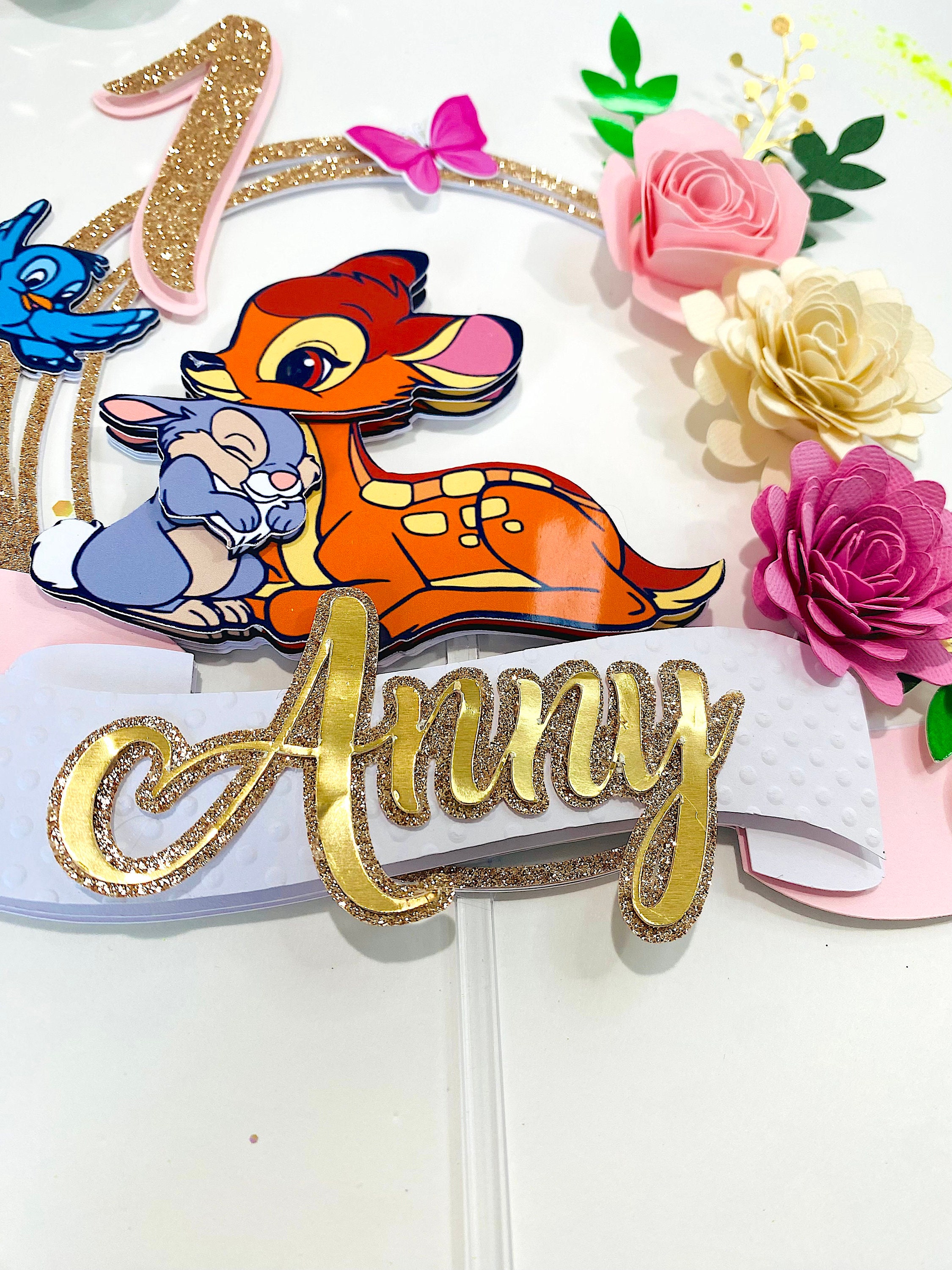 Bambi Cake Topper, One Year Old Cake Topper, Bambi Floral Cake Topper ...