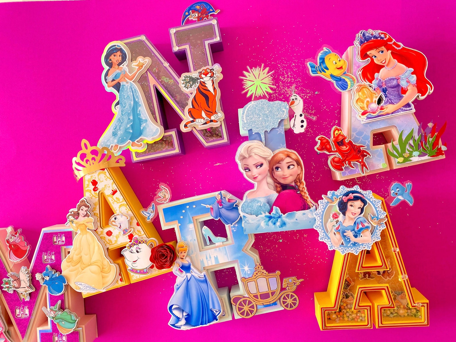 3D LETTERS PRINCESS Princess Party Decorations 3d Shaker - Etsy
