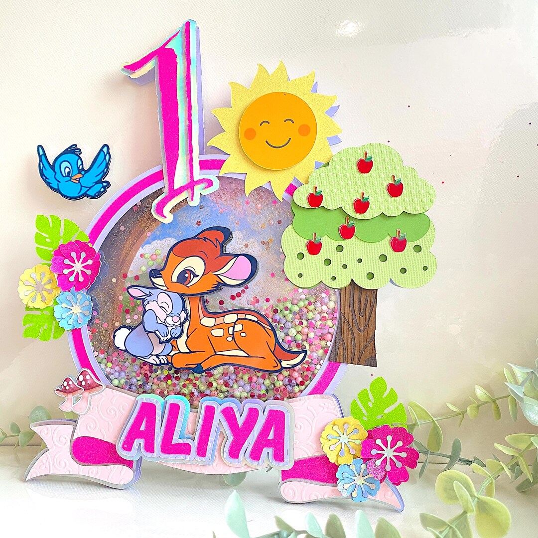 Bambi 1st Birthday Cake Topper, Floral Party Decoration - Etsy
