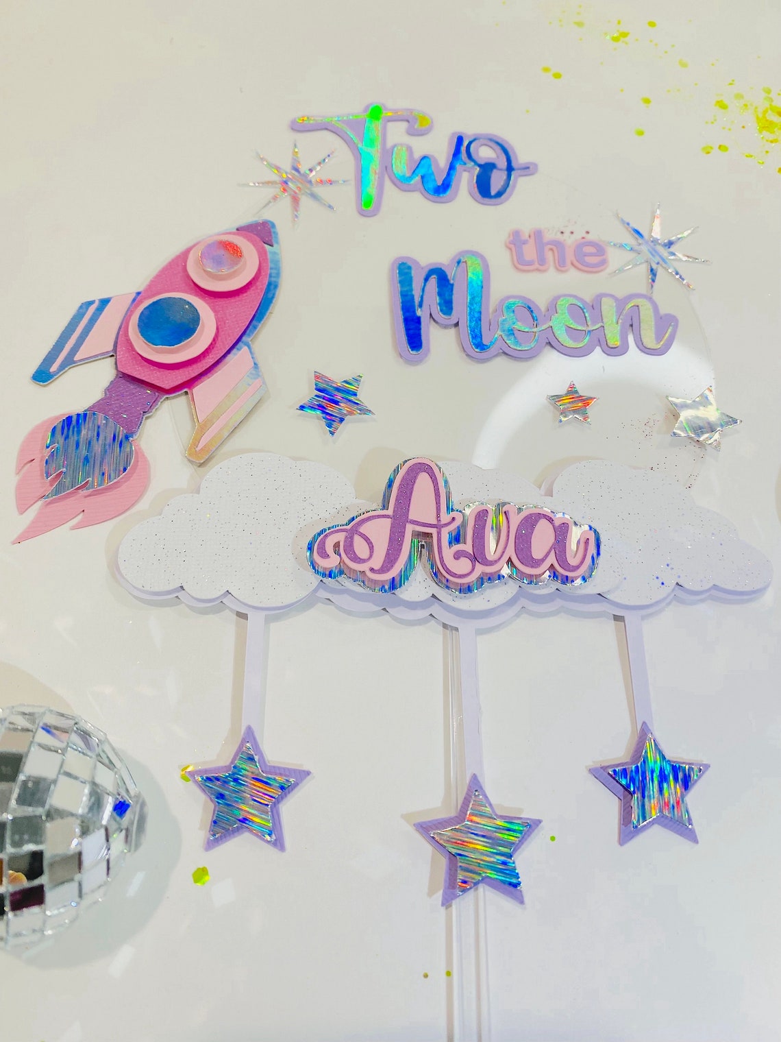 Two the Moon Cake Topper Space Cake Topper Astronaut Cake - Etsy