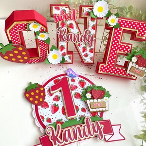 Strawberry Party 3D Letter, Berry First Birthday Decor - Etsy