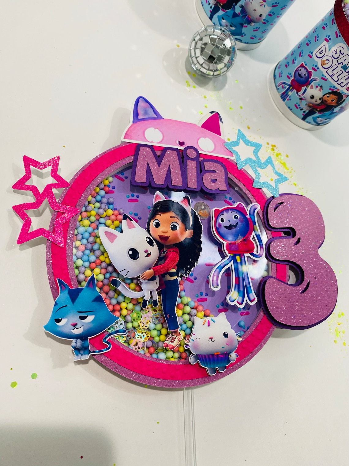 Gabbys Dollhouse Inspired Cake Topper, Gabby Dollhouse Shaker With ...