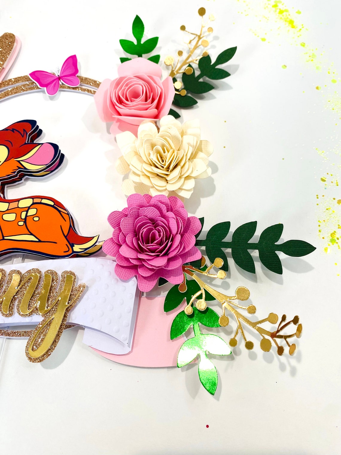 Bambi Cake Topper One Year Old Cake Topper Bambi Floral Cake - Etsy