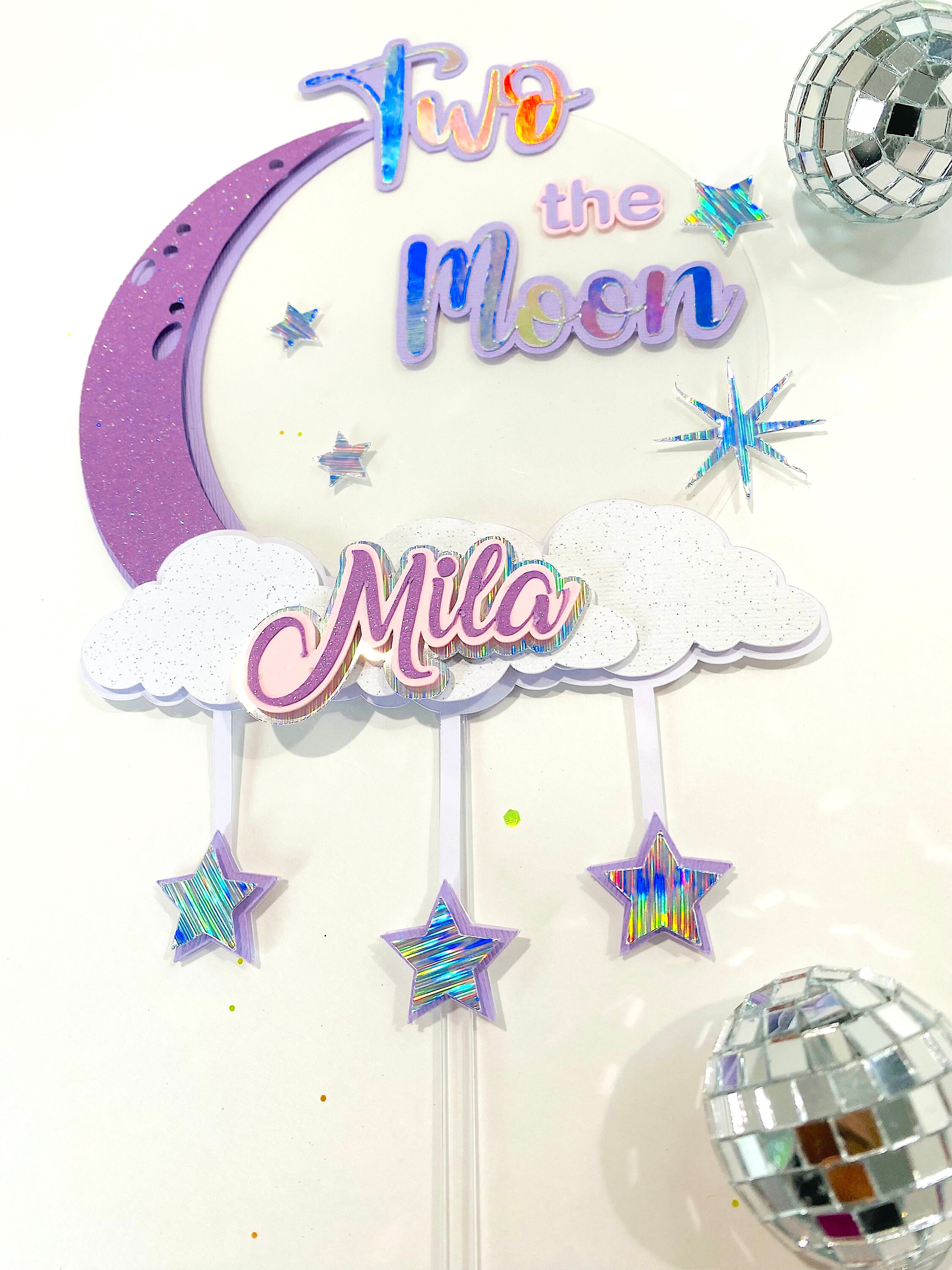 Two the Moon Cake Topper Space Cake Topper Astronaut Cake - Etsy