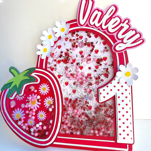 Strawberry First Birthday Shaker Cake Topper - Etsy
