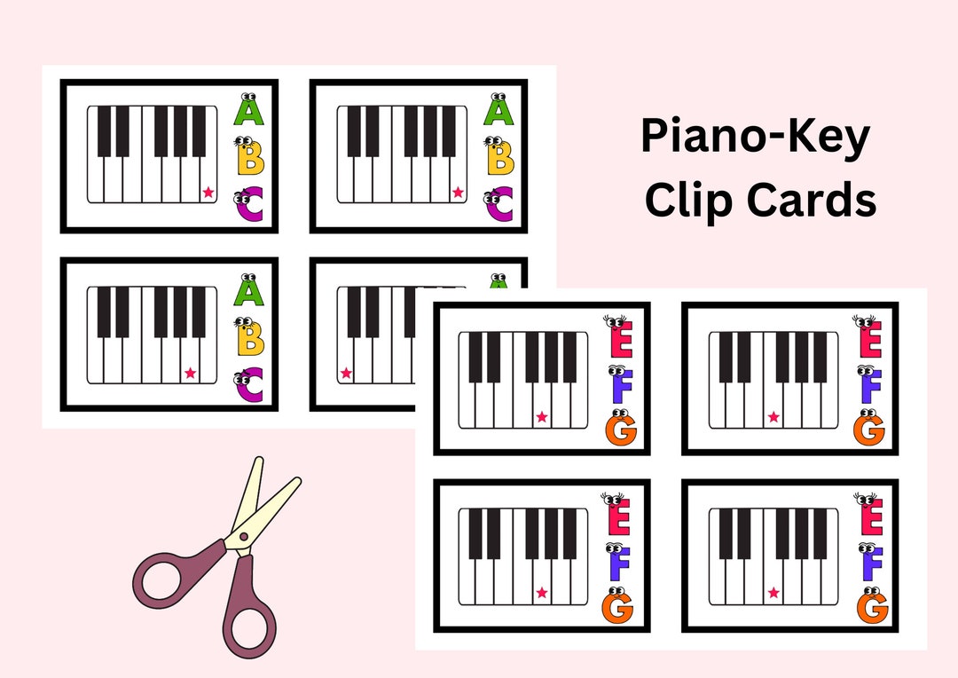 Piano-key Clip Cards I Musical Alphabet I Flash Cards I Instant ...