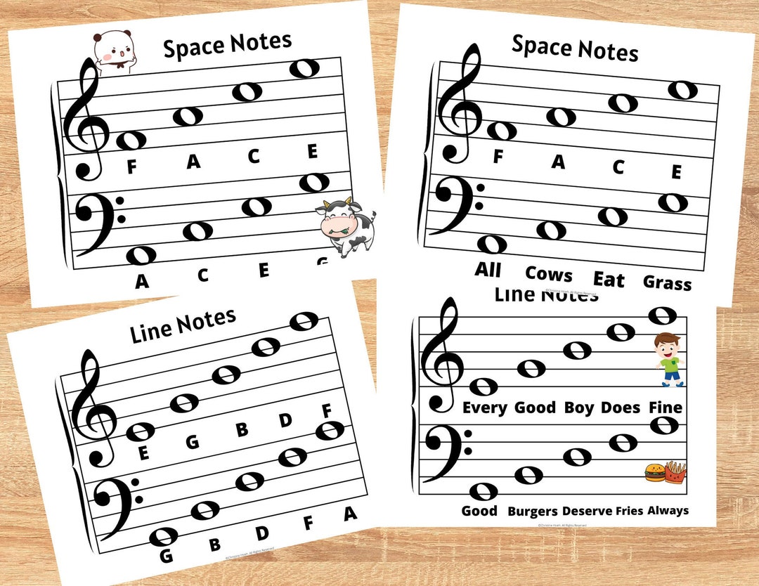 Space and Line Notes I Treble Clef I Bass Clef - Etsy
