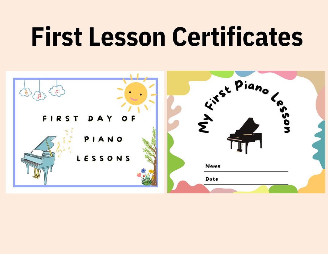 First Piano Lesson Certificates I Instant Download I Printable - Etsy
