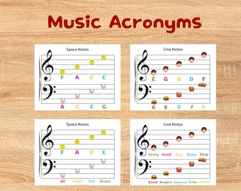 Space and Line Notes I Treble Clef I Bass Clef - Etsy