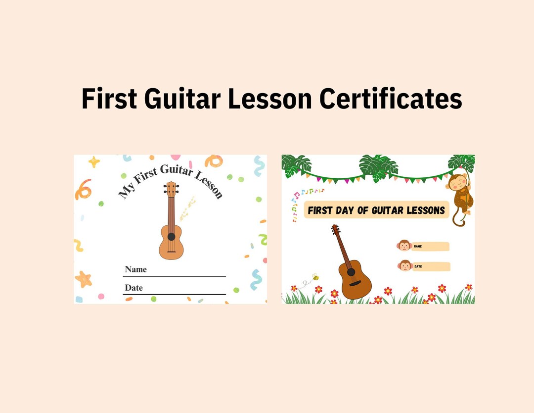 First Guitar Lesson Certificates I Instant Download I Printable - Etsy