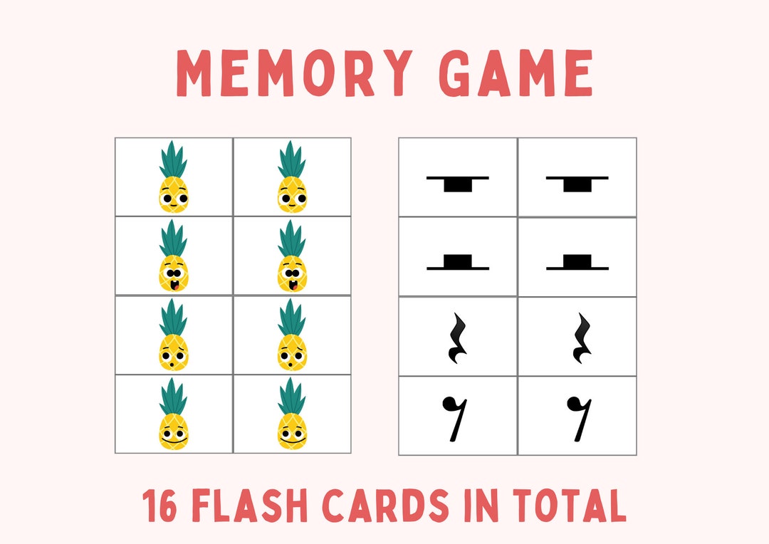 Pineapple Memory Game I Musical Rests I Matching Pairs I Printable - Etsy
