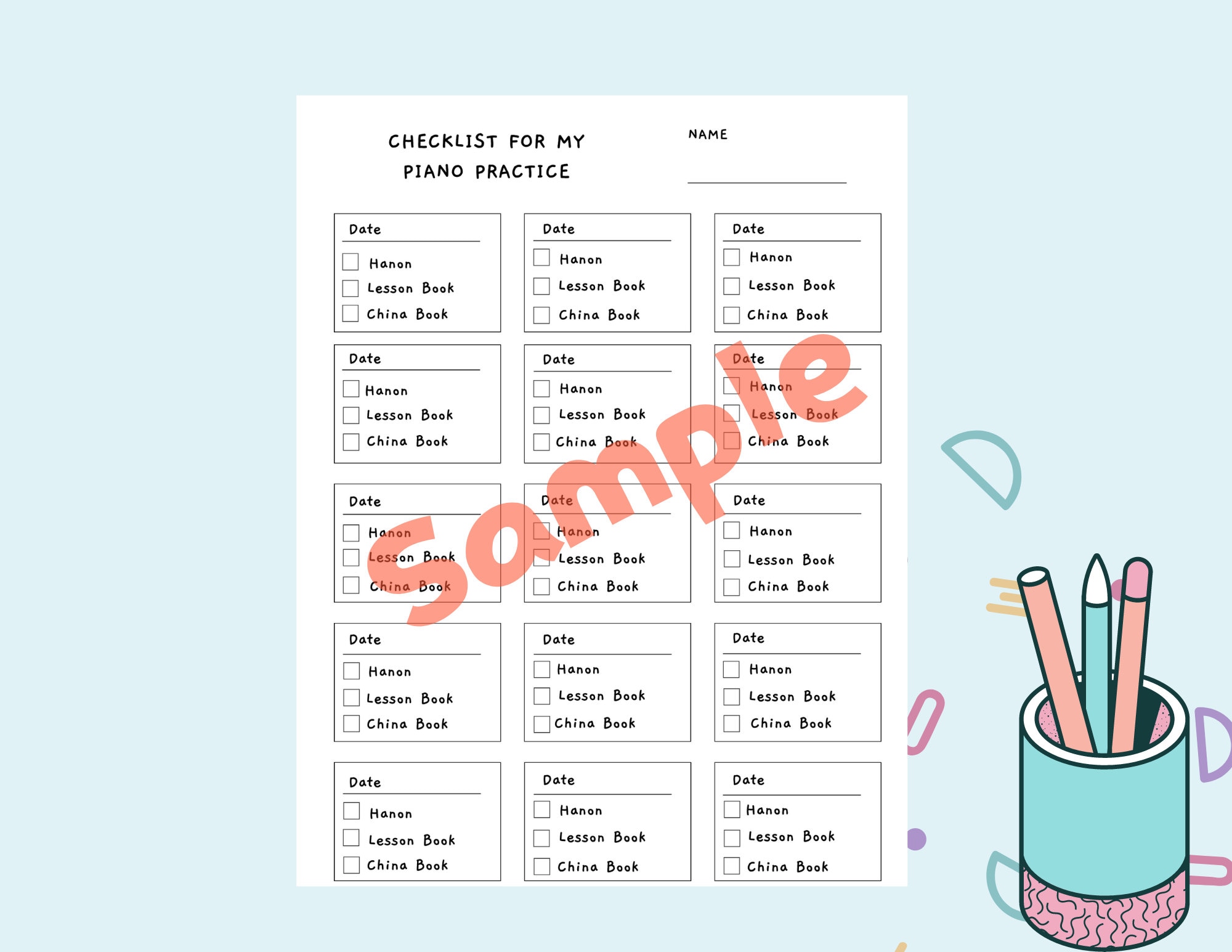 EDITABLE Piano Practice Checklist I Black & White I Piano Lesson - Etsy