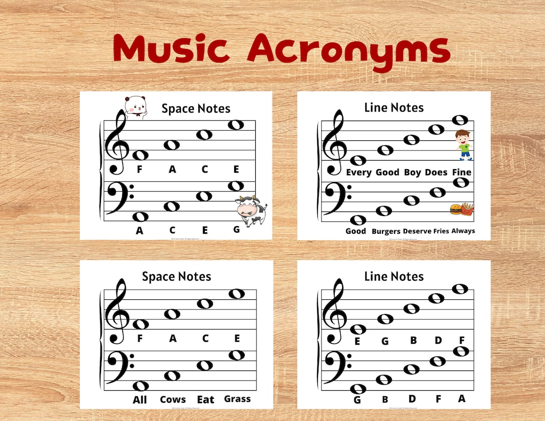 Space and Line Notes I Treble Clef I Bass Clef - Etsy
