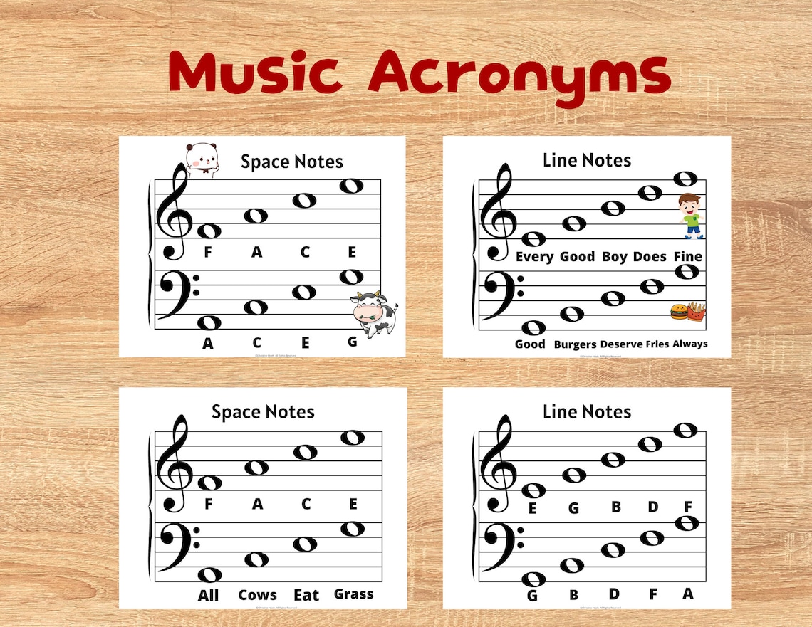 Space and Line Notes I Treble Clef I Bass Clef - Etsy
