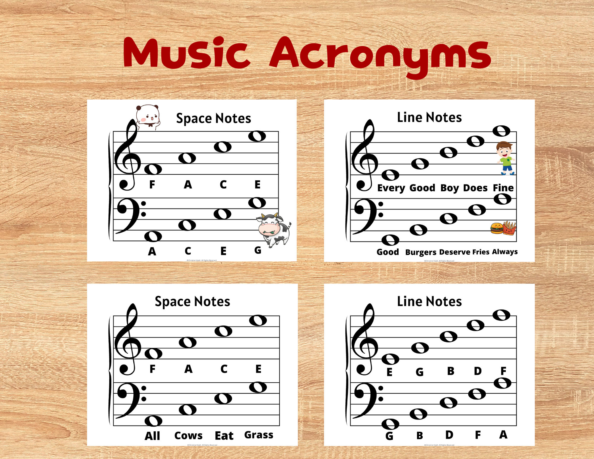 Space and Line Notes I Treble Clef I Bass Clef - Etsy