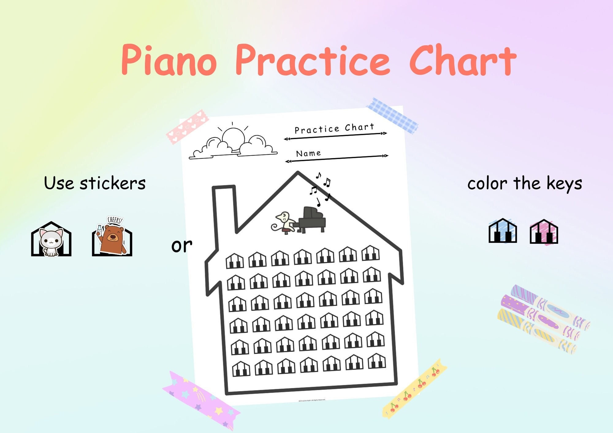 Piano Practice Chart I Accomplishment I Instant Download - Etsy