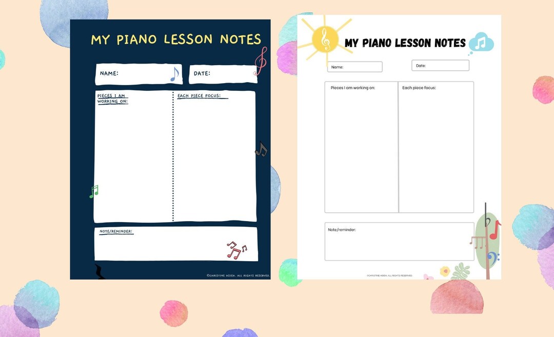 My Piano Lesson Notes - Etsy