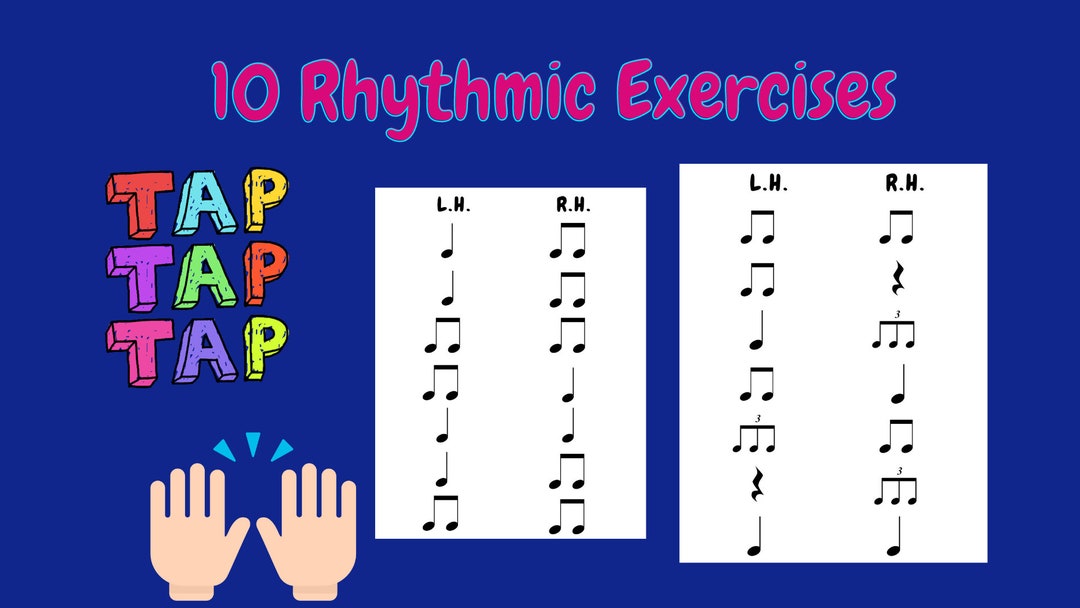 10 Rhythmic Exercises for Both Hands I Piano Lesson Activity - Etsy