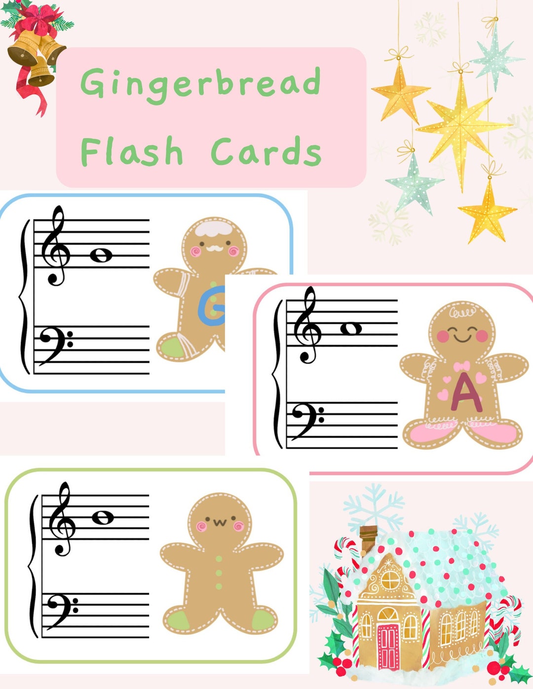 Gingerbread Flash Cards I Note-reading Exercise - Etsy