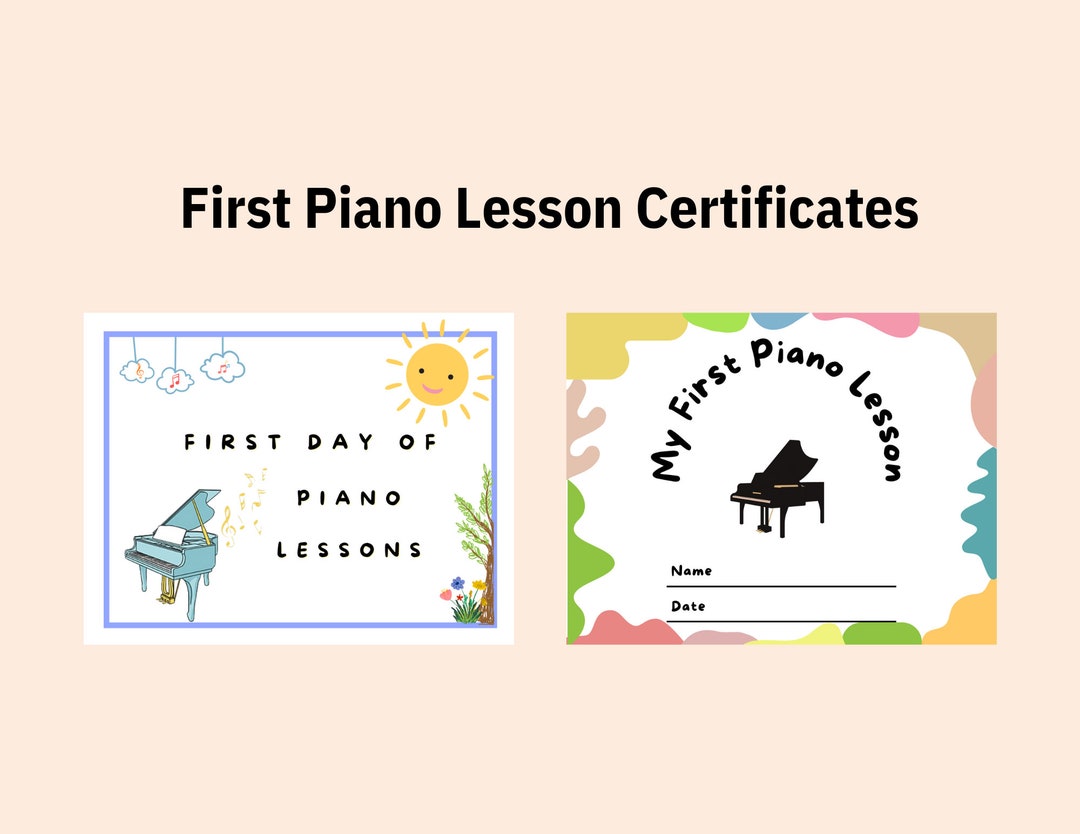 First Piano Lesson Certificates I Instant Download I Printable - Etsy
