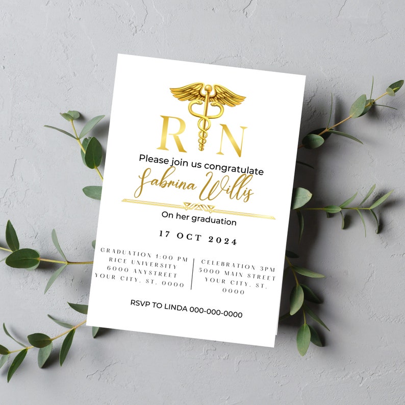 Nurse Graduation Invitation, Simple Nurse Graduation Invitation, RN ...