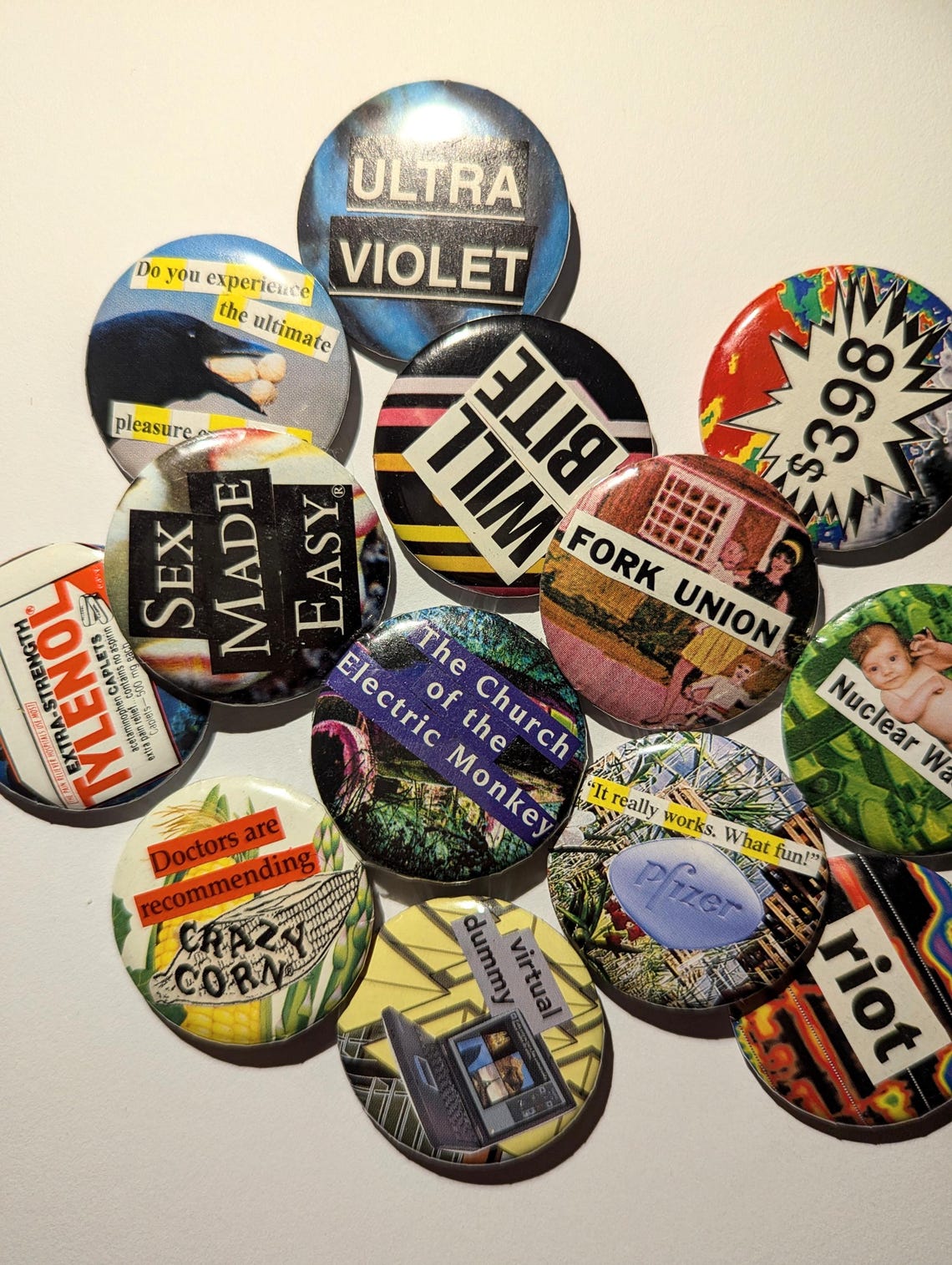 Magazine Cuttout Collage Pins - Etsy