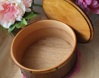 Vintage 15" Wood Cheese Box With Lid - Primitive Farmhouse Storage ...