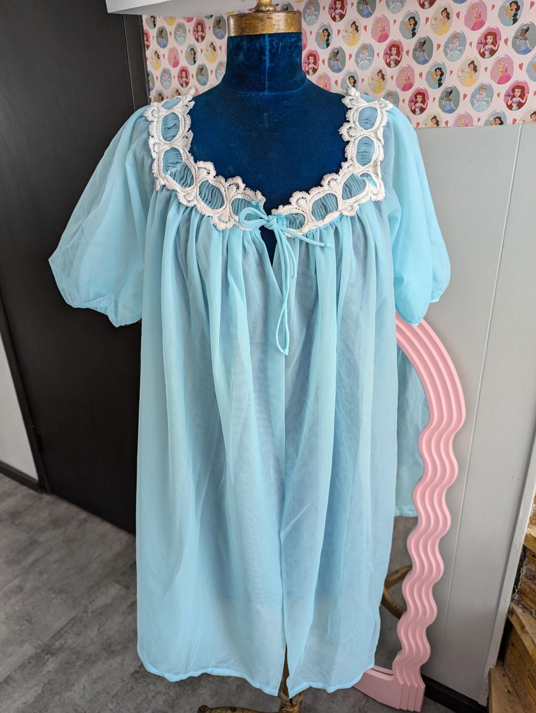 Vintage Slumber Suzy Sheer Nylon Lingerie Robe Blue Puffy Size M-L - Etsy