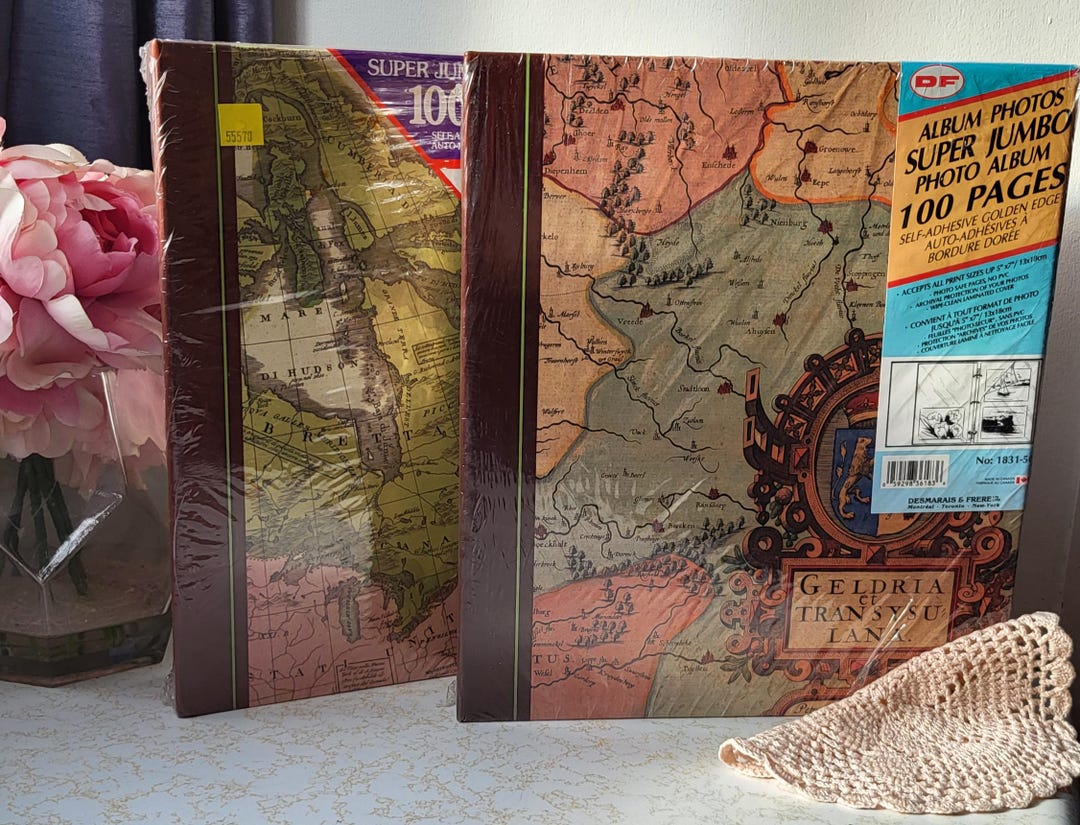CHOOSE Vintage Super Jumbo Photo Album. World Map Design. 100 Pages ...