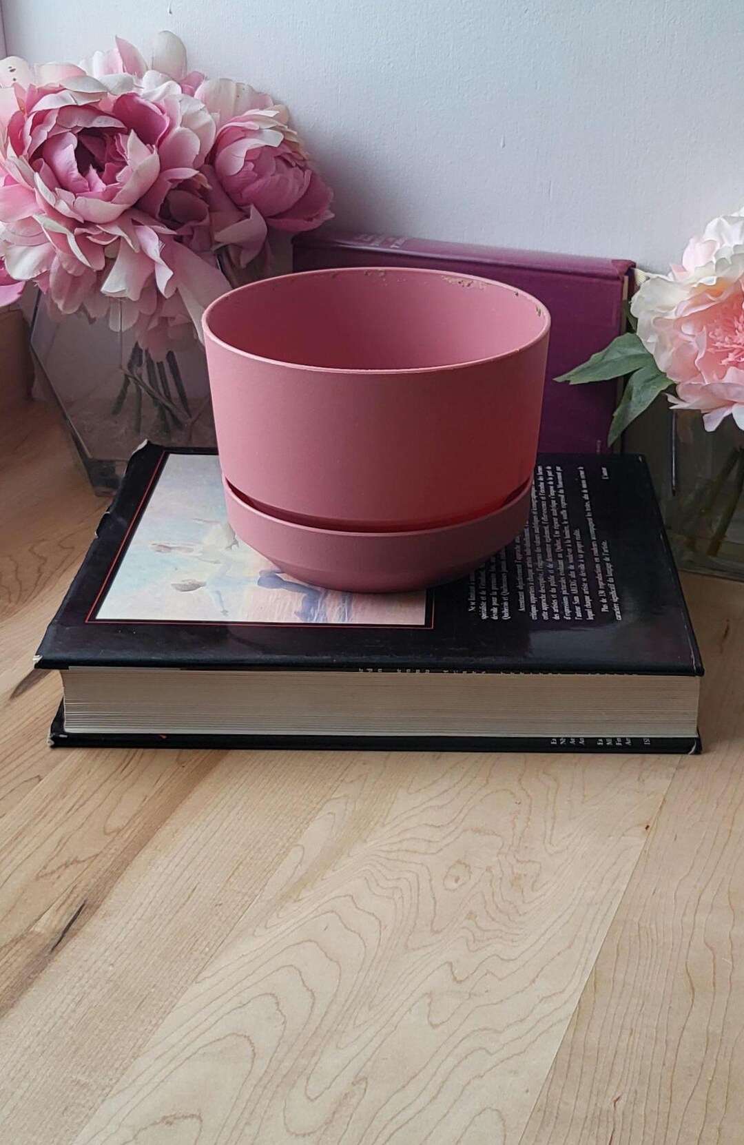 Vintage Pink Plastic Indoor Planter Pots With Drainage Hole. Duraco ...