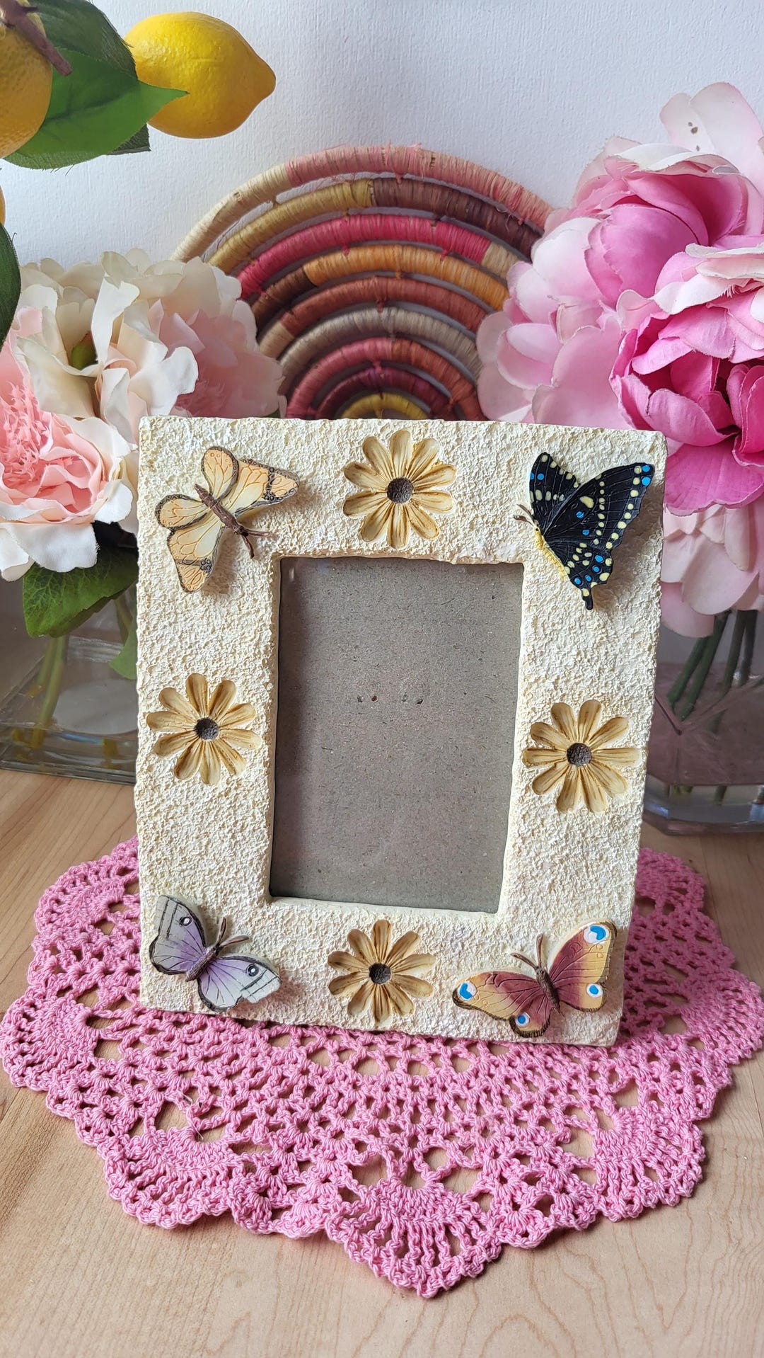 Vintage Butterfly Themed Picture Frame 3D Frame Girl Flower Room Decor ...