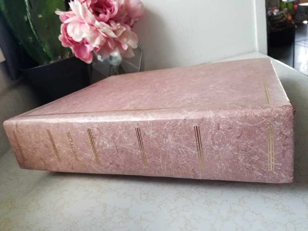 Vintage Pink Photo Album 80's New Old Stock Pink Leather Marble ...