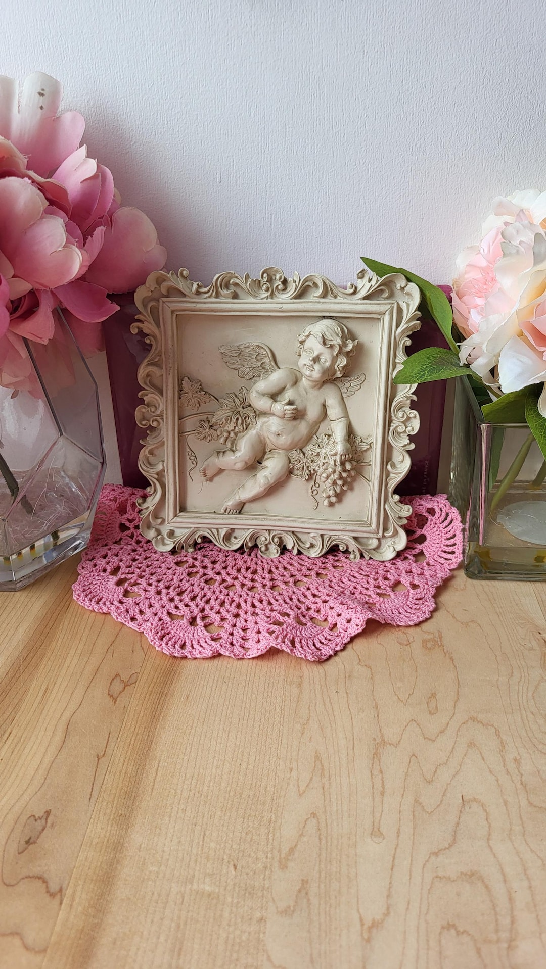 Casa Elite Cupid / Bacchus Hi-relief White Plaster Resin Wall Hanging ...