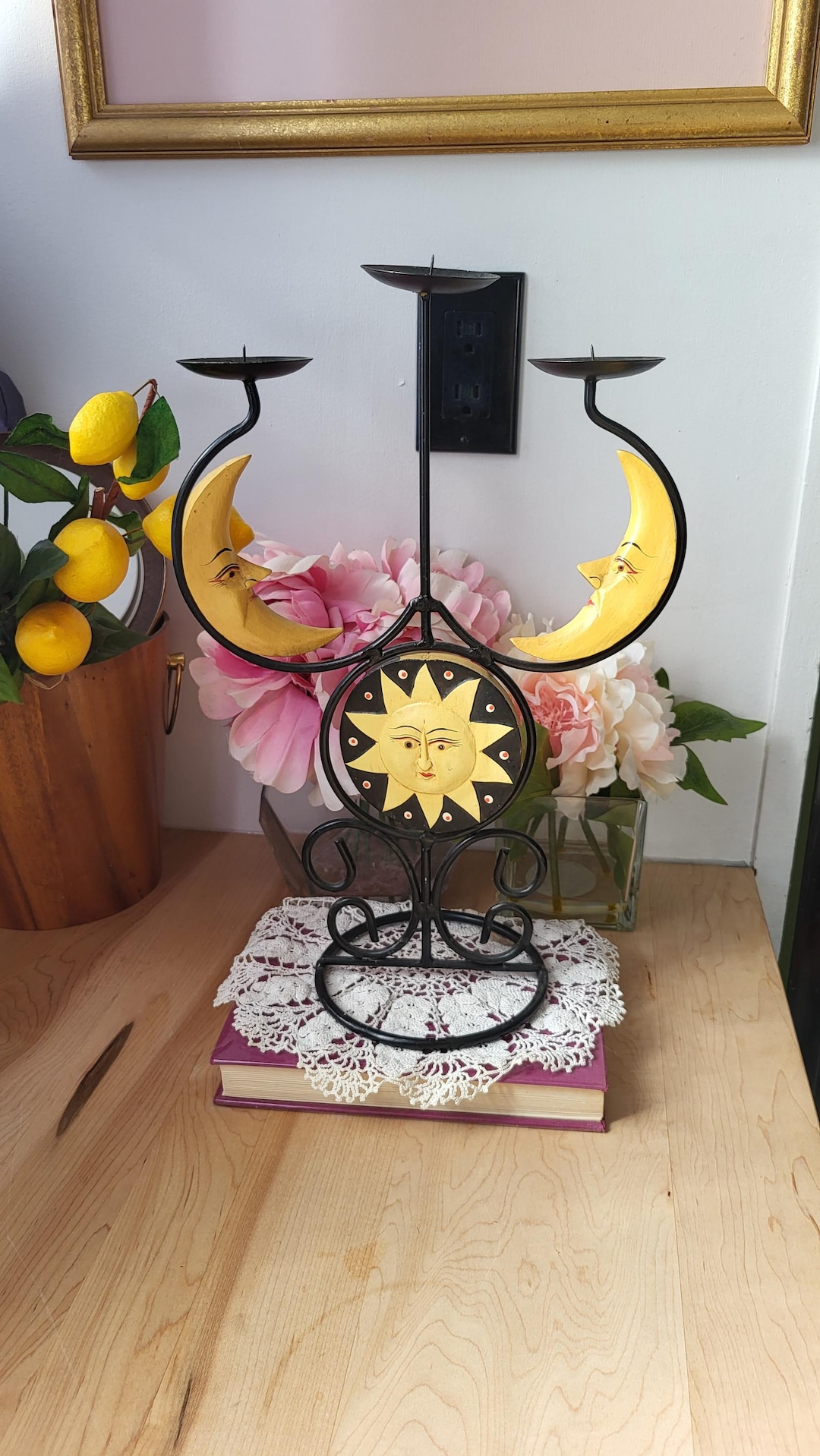 Vintage Celestial Candelabra Moon and Stars Boho 90s Candle Holders ...