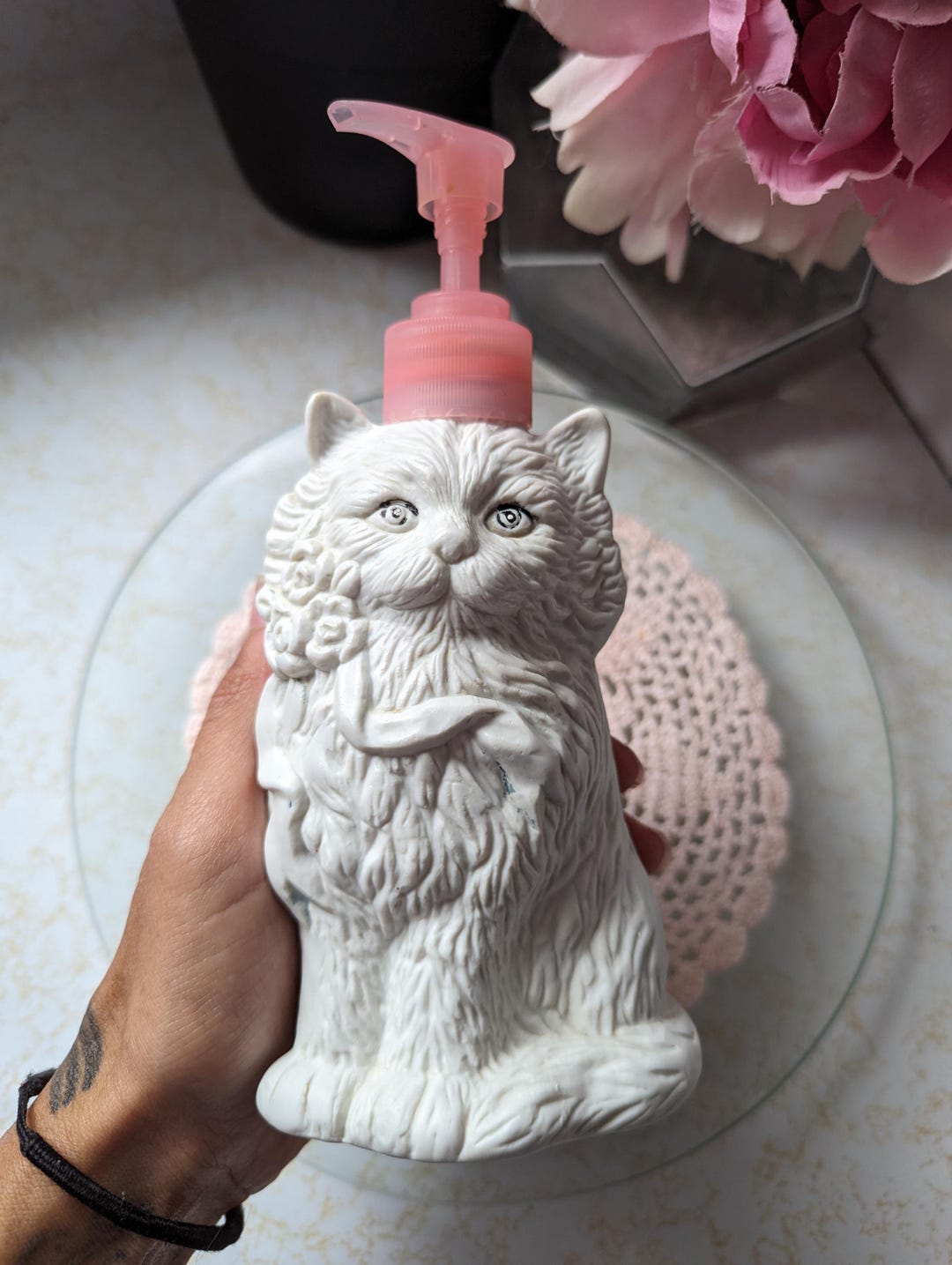 Cute Ceramic Cat Soap Dispenser for Country Farmhouse Kitchens, Bath ...