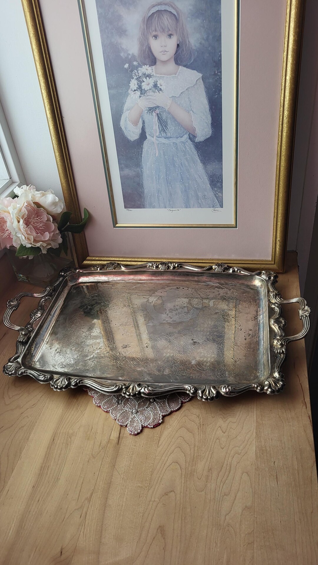 Vintage Style Regal Silver Tray Steel Electroplate Silverplate 22.5" X ...