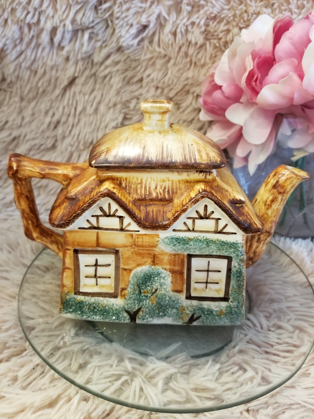Vintage Rare Cream Cottagewear Teapot PPC England 1940s House - Etsy