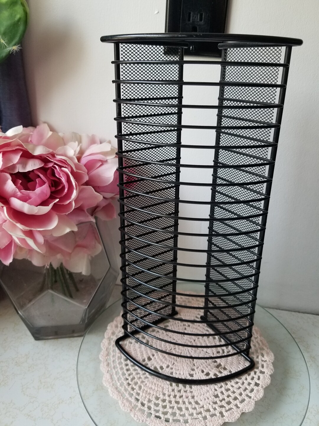 Vintage 1990s Atlantic Metal CD Tower Rack 12” Holds 20 Black Holder ...