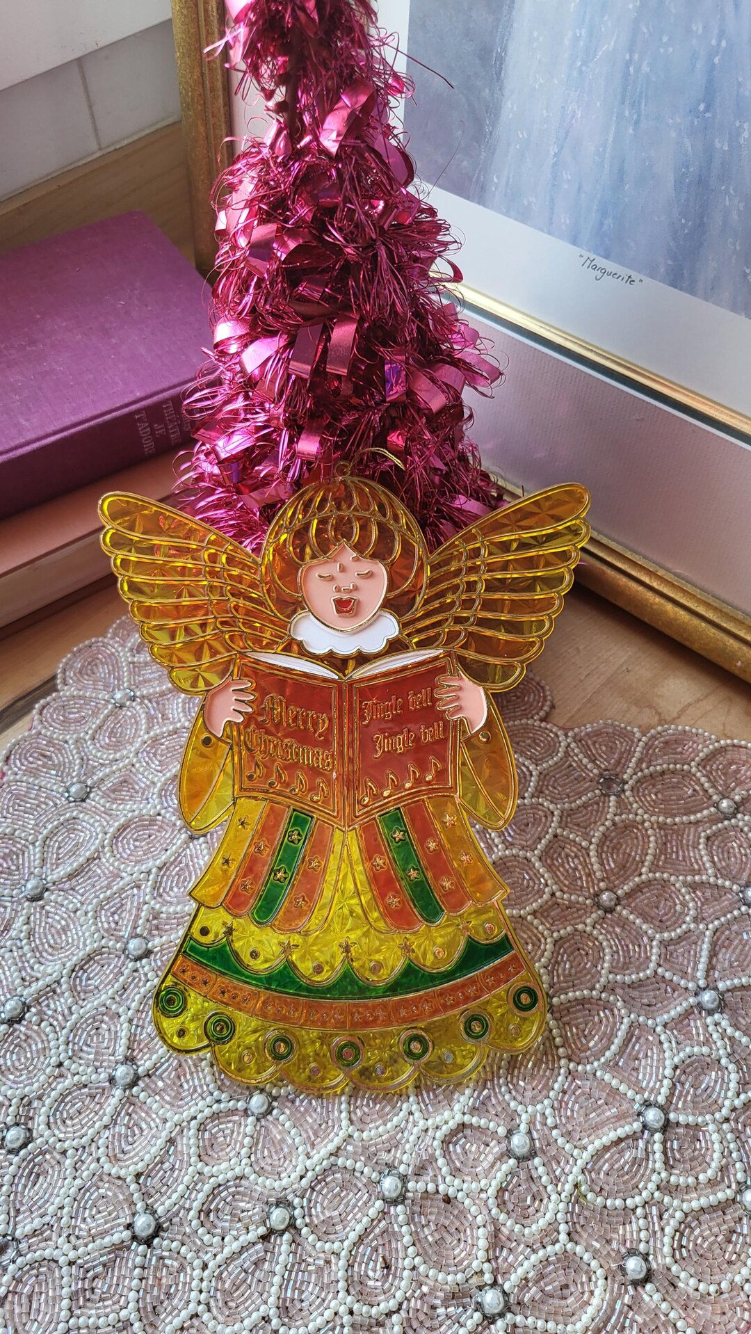 Vintage Plastic Angel Choir Window Sun Catcher Large Ornament Christmas ...