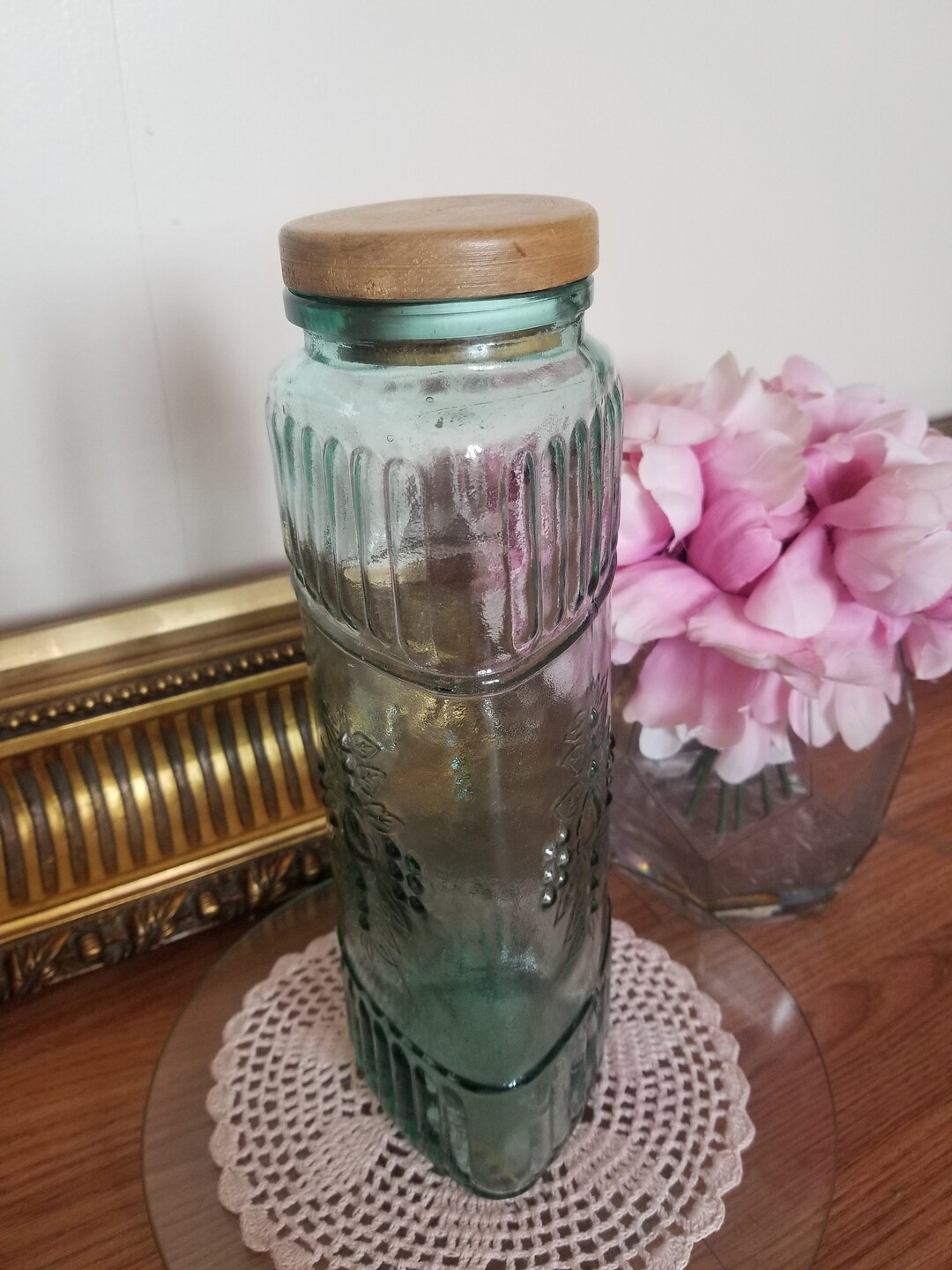 Vintage Tall Vintage Triangular Glass Bottle, Pasta Jar Spaghetti Jar ...
