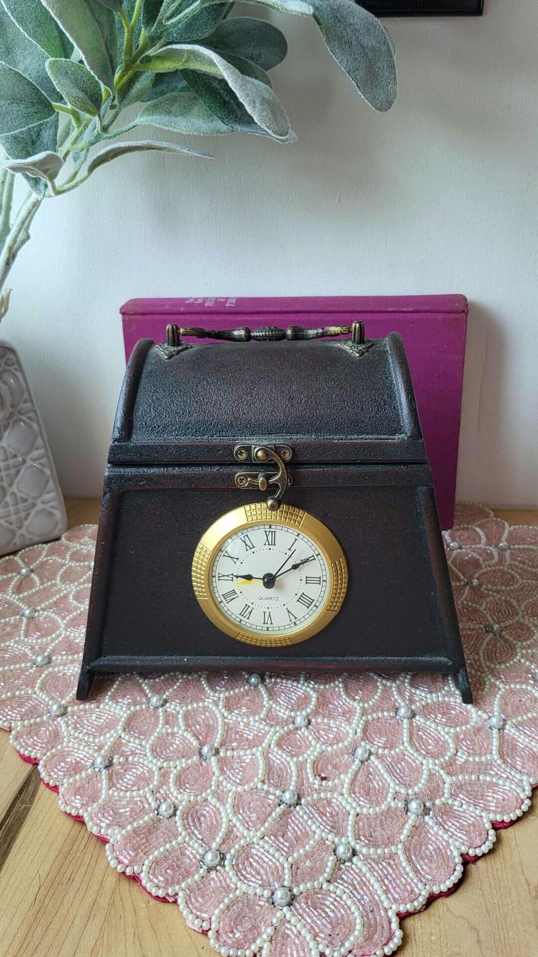 Vintage Wooden Clock Box Jewelry Box - Etsy