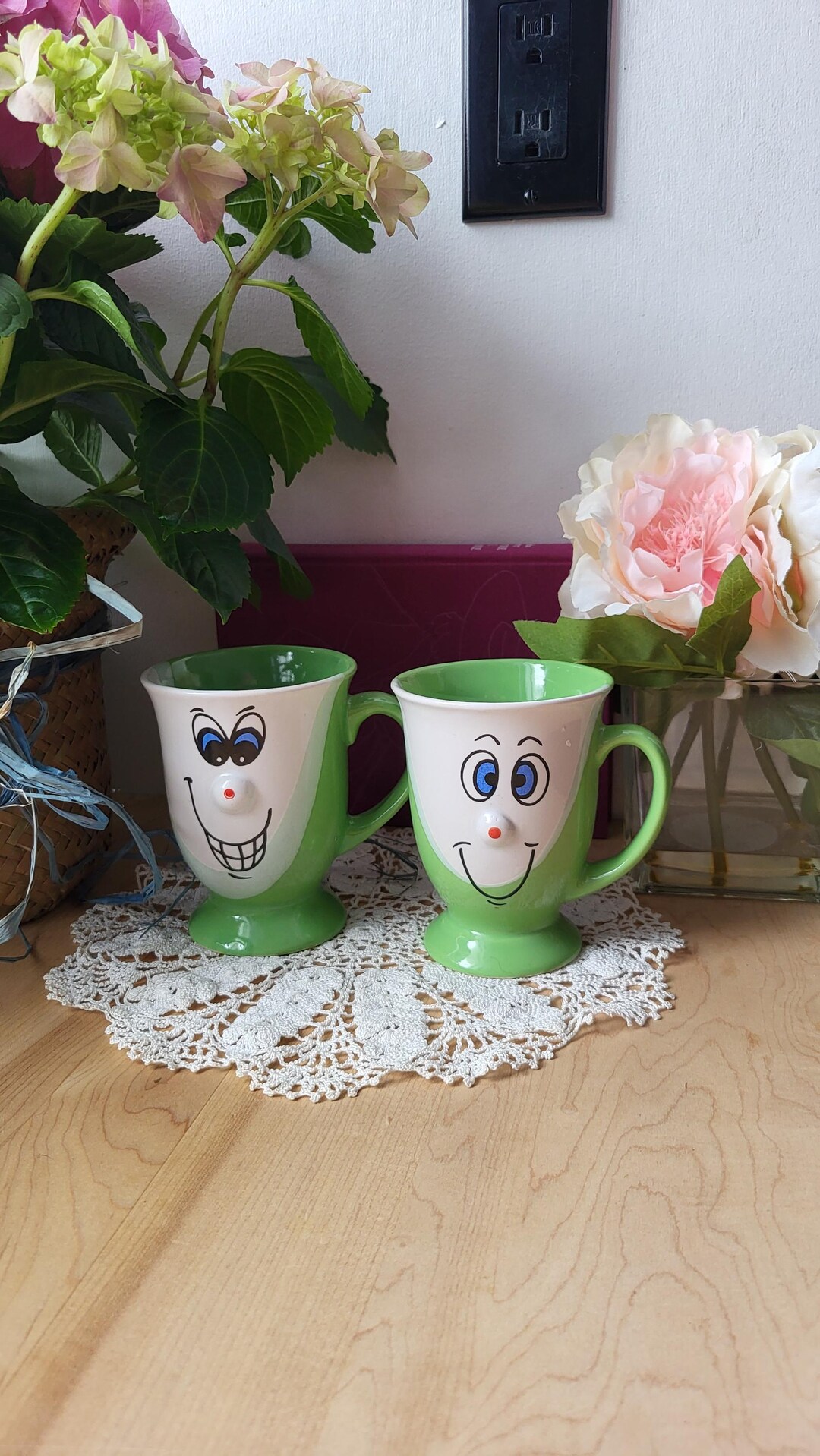 Vintage Funny Face Emoticon 3D Nose Cups Mugs. Set of 2. - Etsy UK