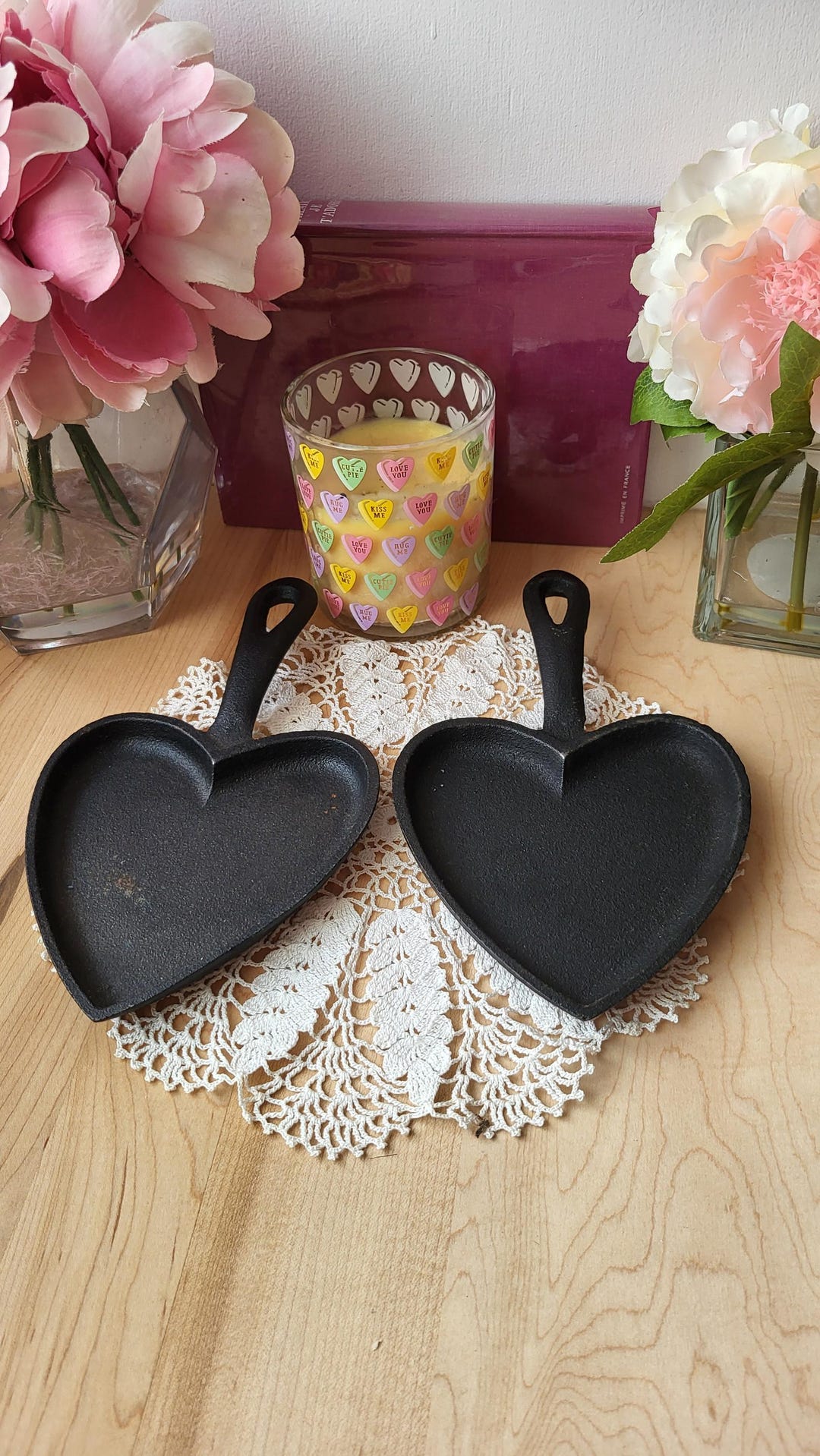 Vintage ONE Valentin Rustic Seasoned Heart Shaped Cast Iron Skillet - Etsy