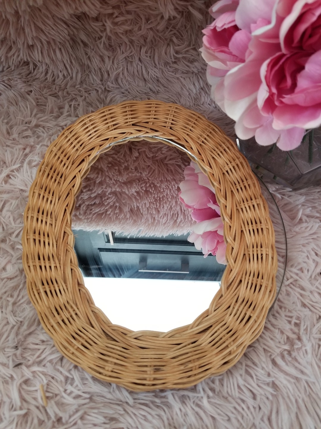 Vintage Rottan Boho Small Mirror - Etsy